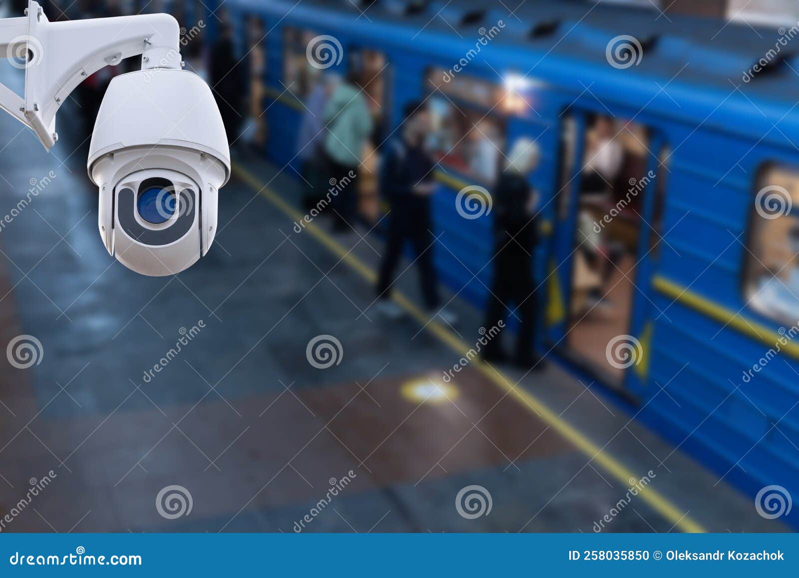 CCTV Camera Security Operating on Subway Station Platform.underground ...