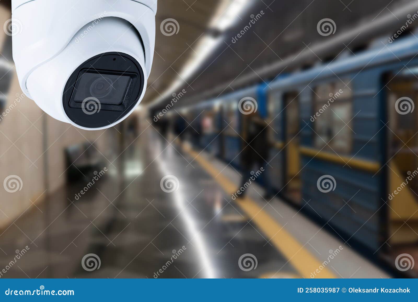 CCTV Camera Security Operating on Subway Station Platform.underground ...