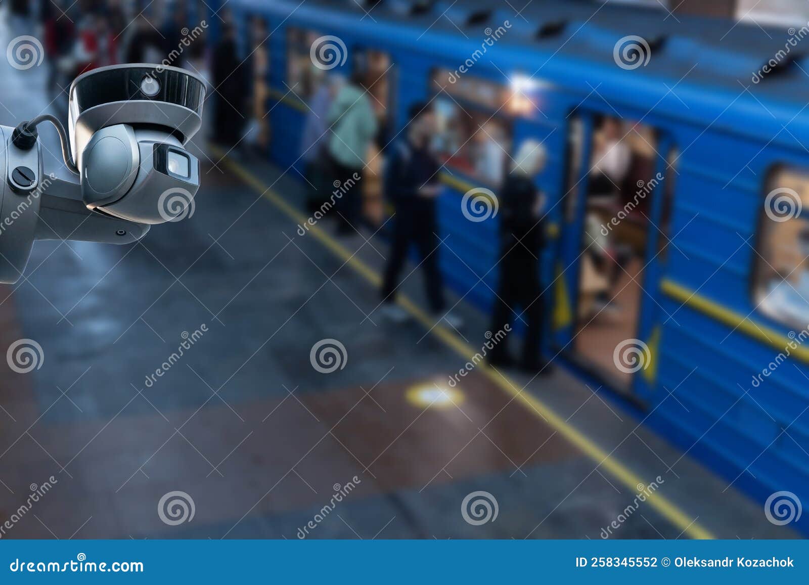 CCTV Camera Security Operating on Subway Station Platform.underground ...