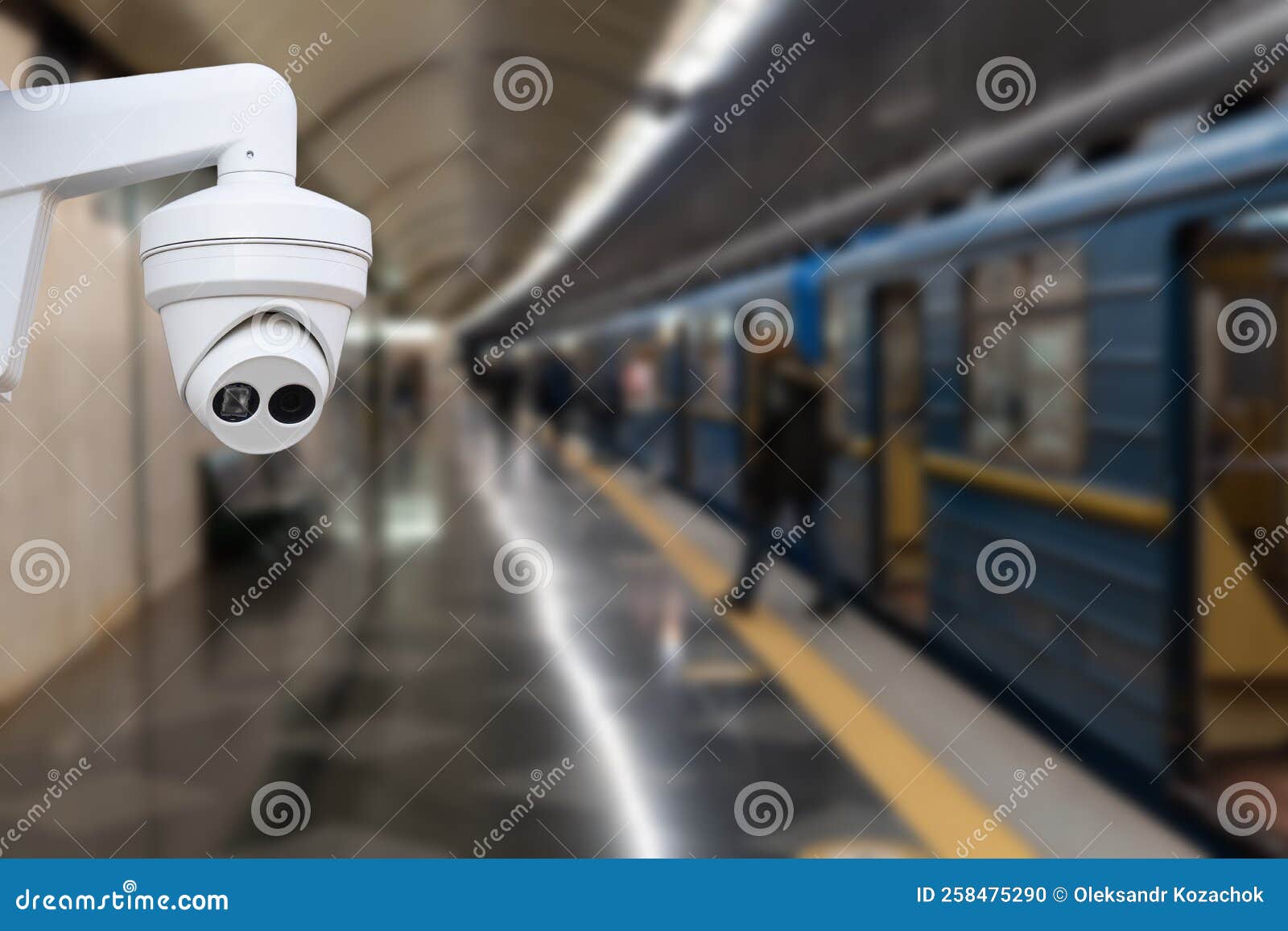 CCTV Camera Security Operating on Subway Station Platform.underground ...
