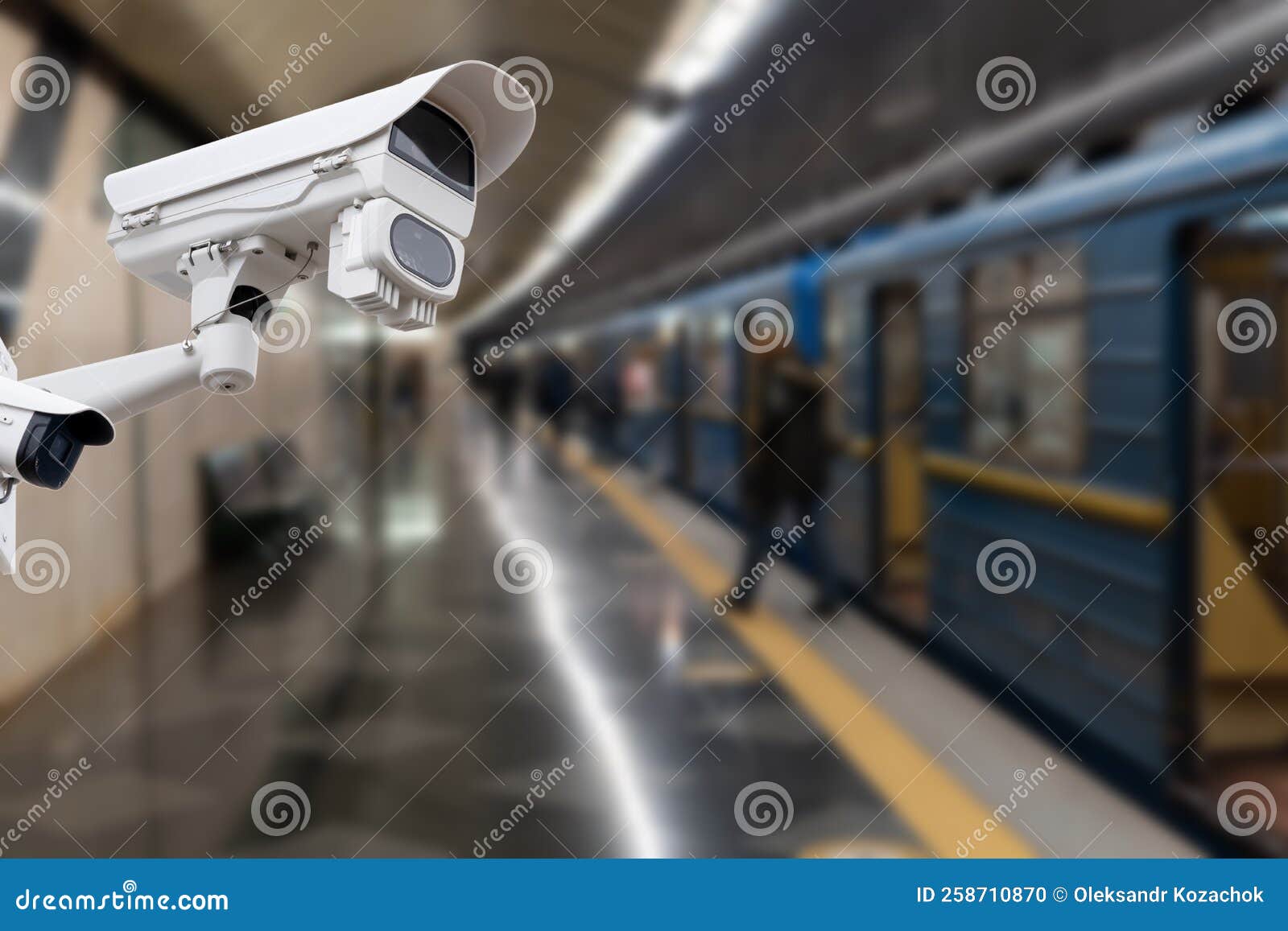 CCTV Camera Security Operating on Subway Station Platform.underground ...