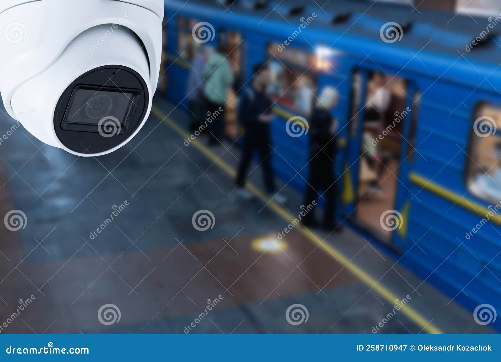 CCTV Camera Security Operating on Subway Station Platform.underground ...