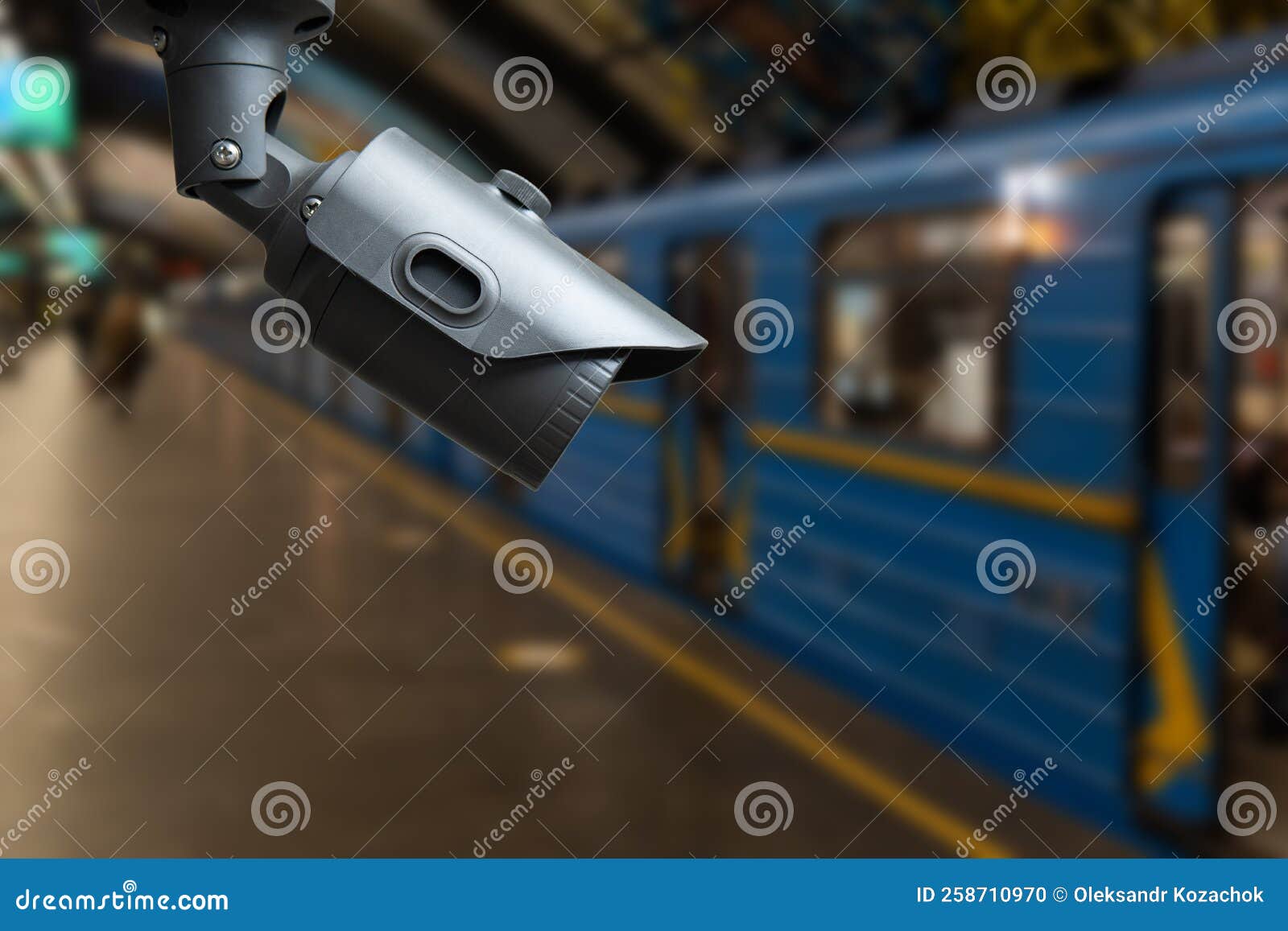 CCTV Camera Security Operating on Subway Station Platform.underground ...