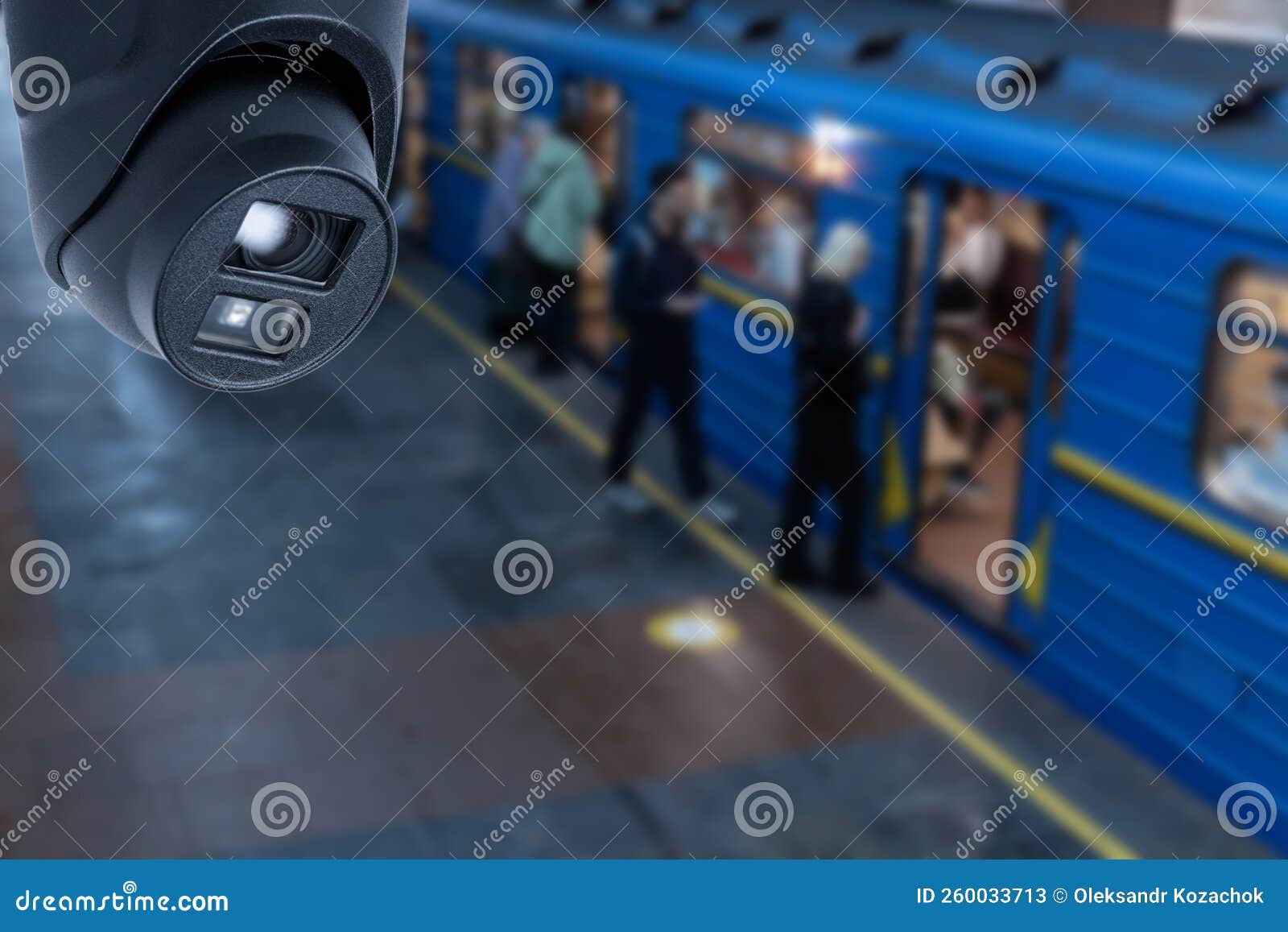 CCTV Camera Security Operating on Subway Station Platform.underground ...