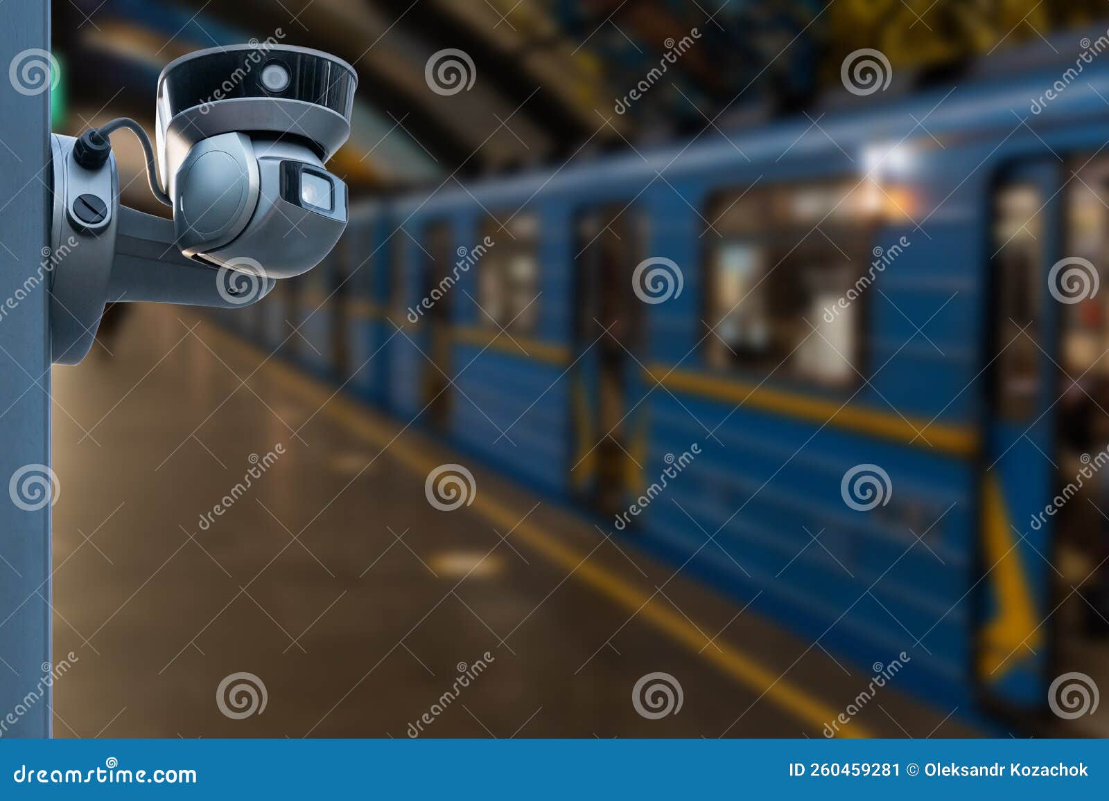CCTV Camera Security Operating on Subway Station Platform.underground ...