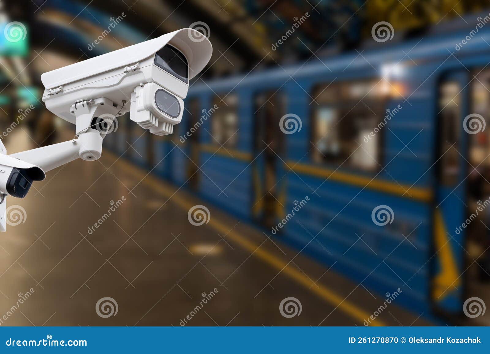 CCTV Camera Security Operating on Subway Station Platform.underground ...