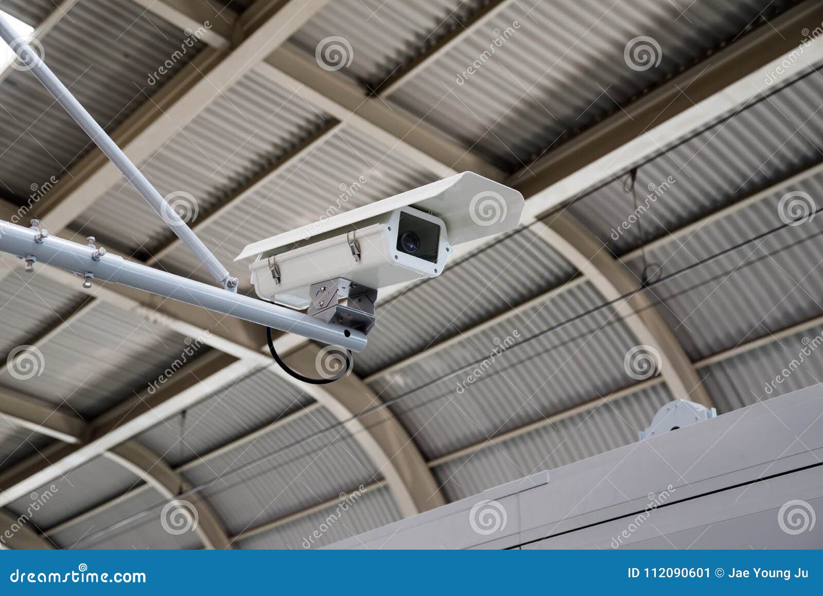 CCTV Camera Security Operating on Subway Station Platform, Underground ...