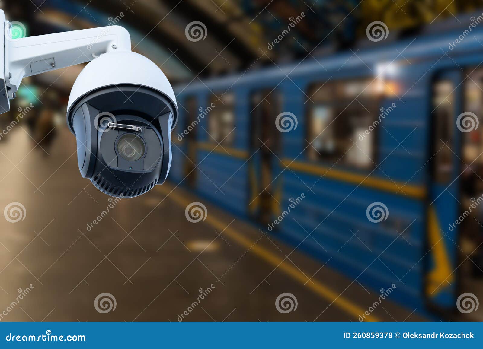 CCTV Camera Security Operating on Subway Station Platform.underground ...