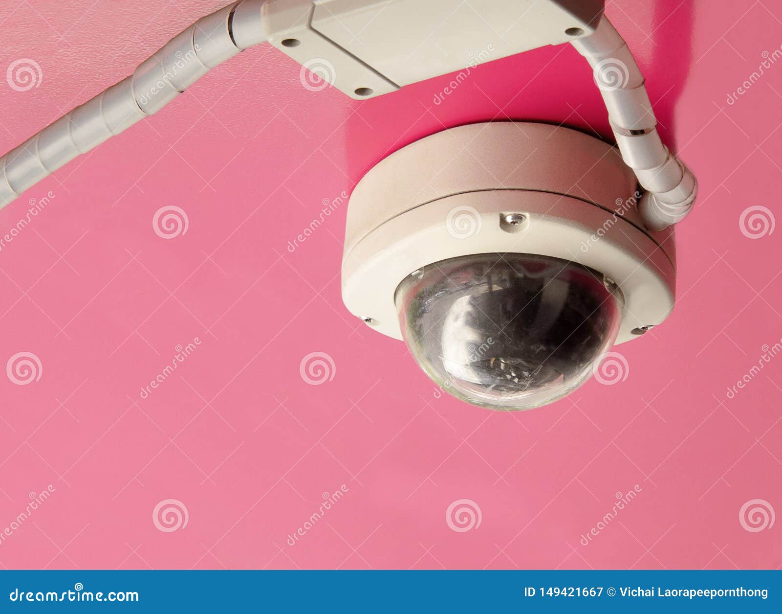 CCTV Camera Security on the Pink Concrete Ceiling Stock Image - Image ...