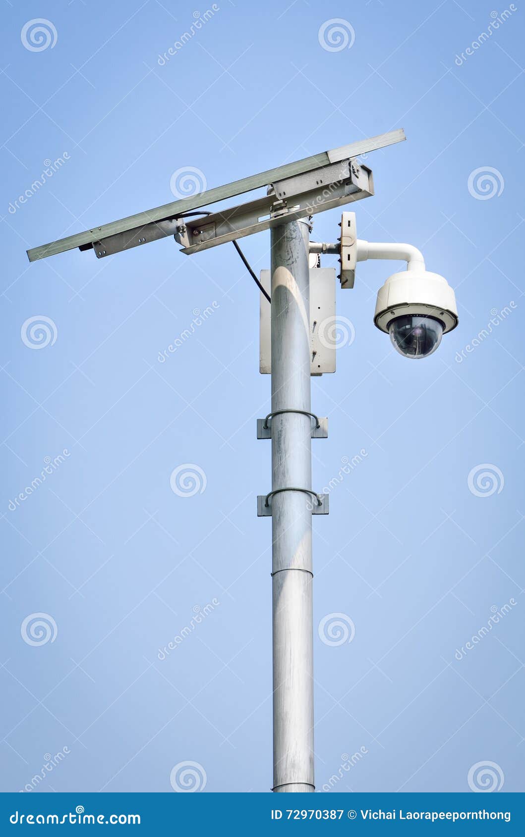 CCTV Camera Security with Solar Panel Stock Image - Image of property ...
