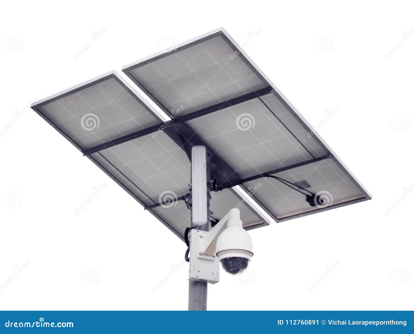 CCTV Camera Security with Solar Panel Stock Image - Image of industry ...