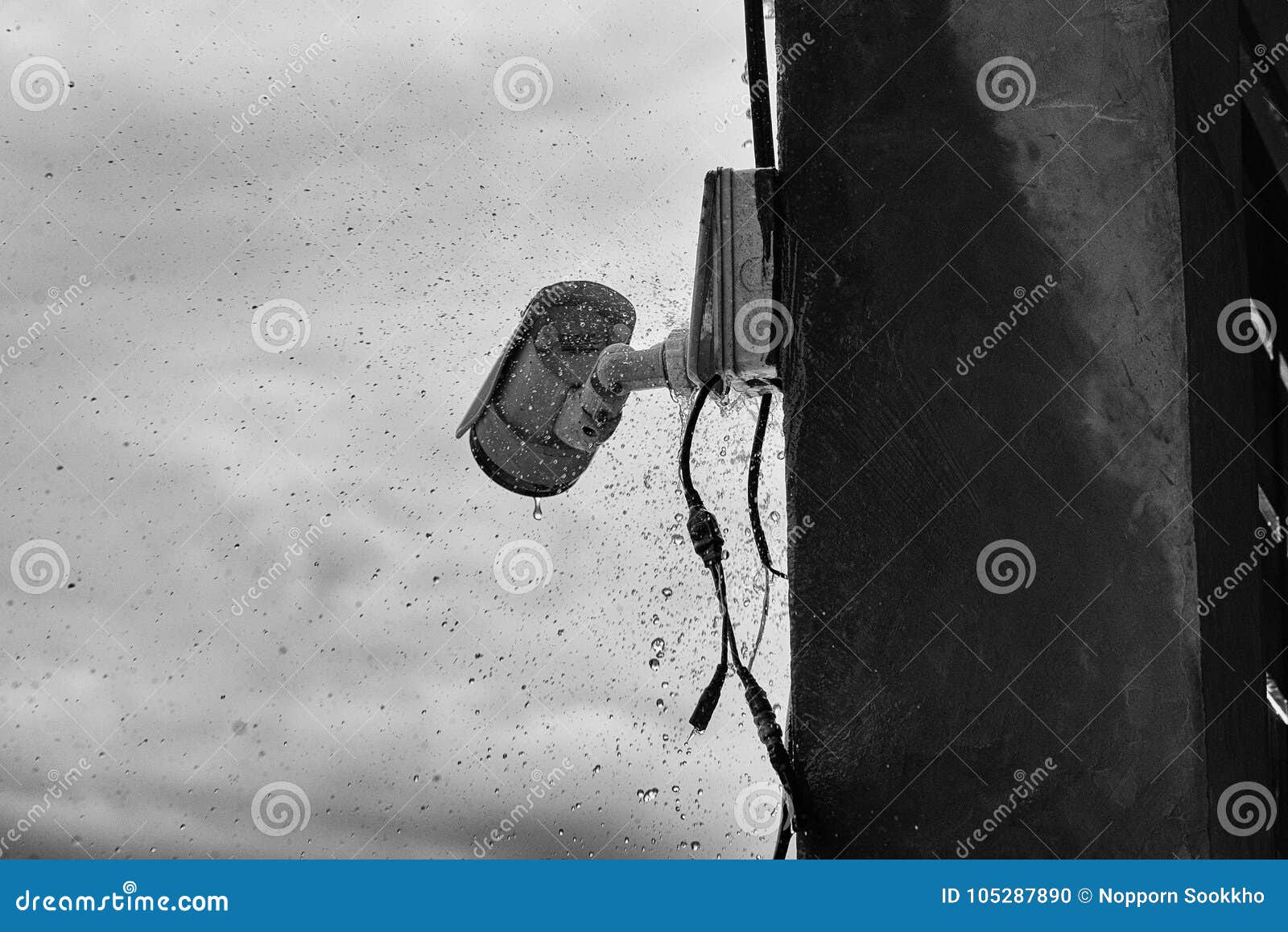 Cctv Camera for Security System Working in the Rain Stock Photo - Image ...