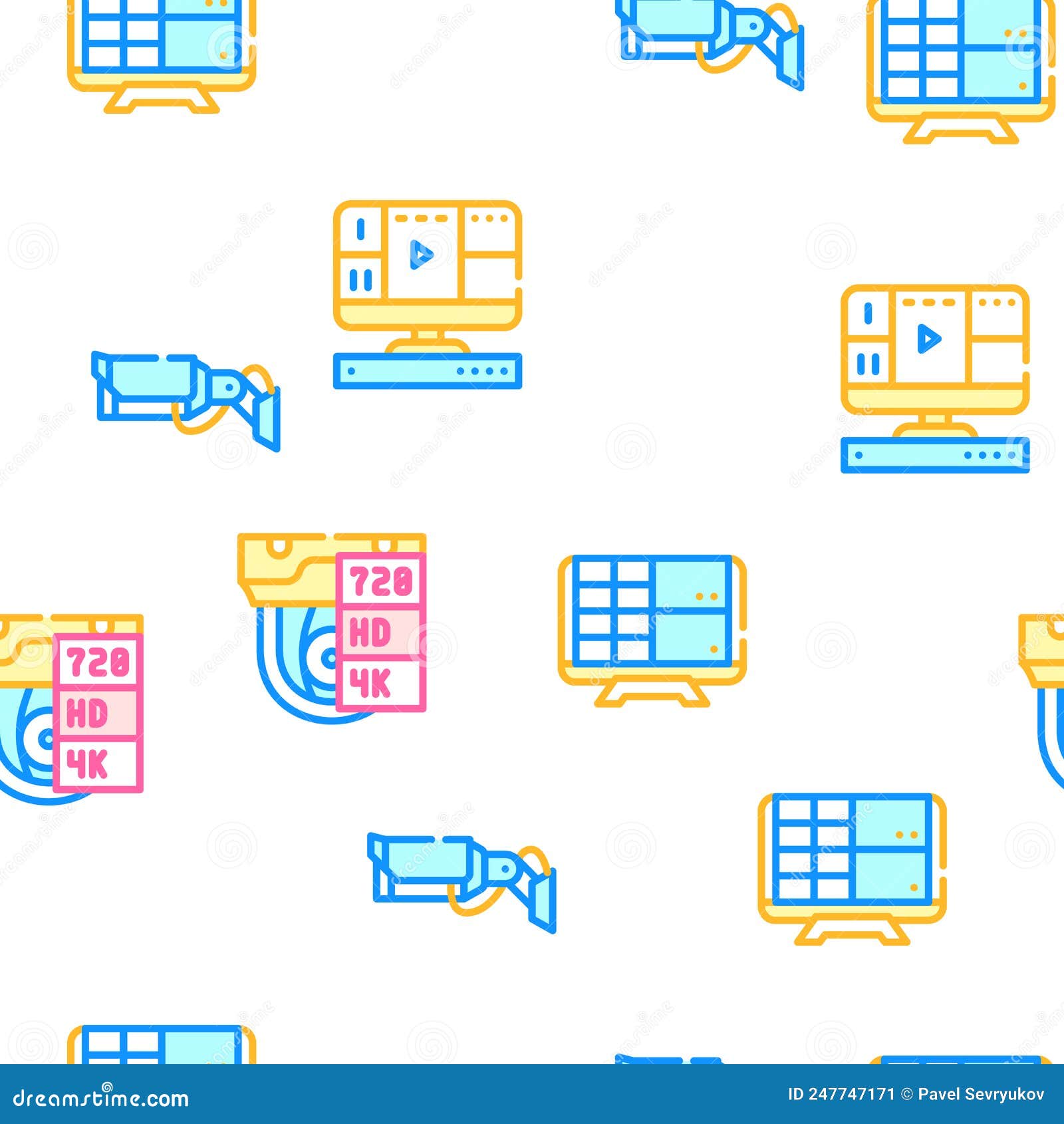 Cctv Camera Security Vector Seamless Pattern Stock Vector ...