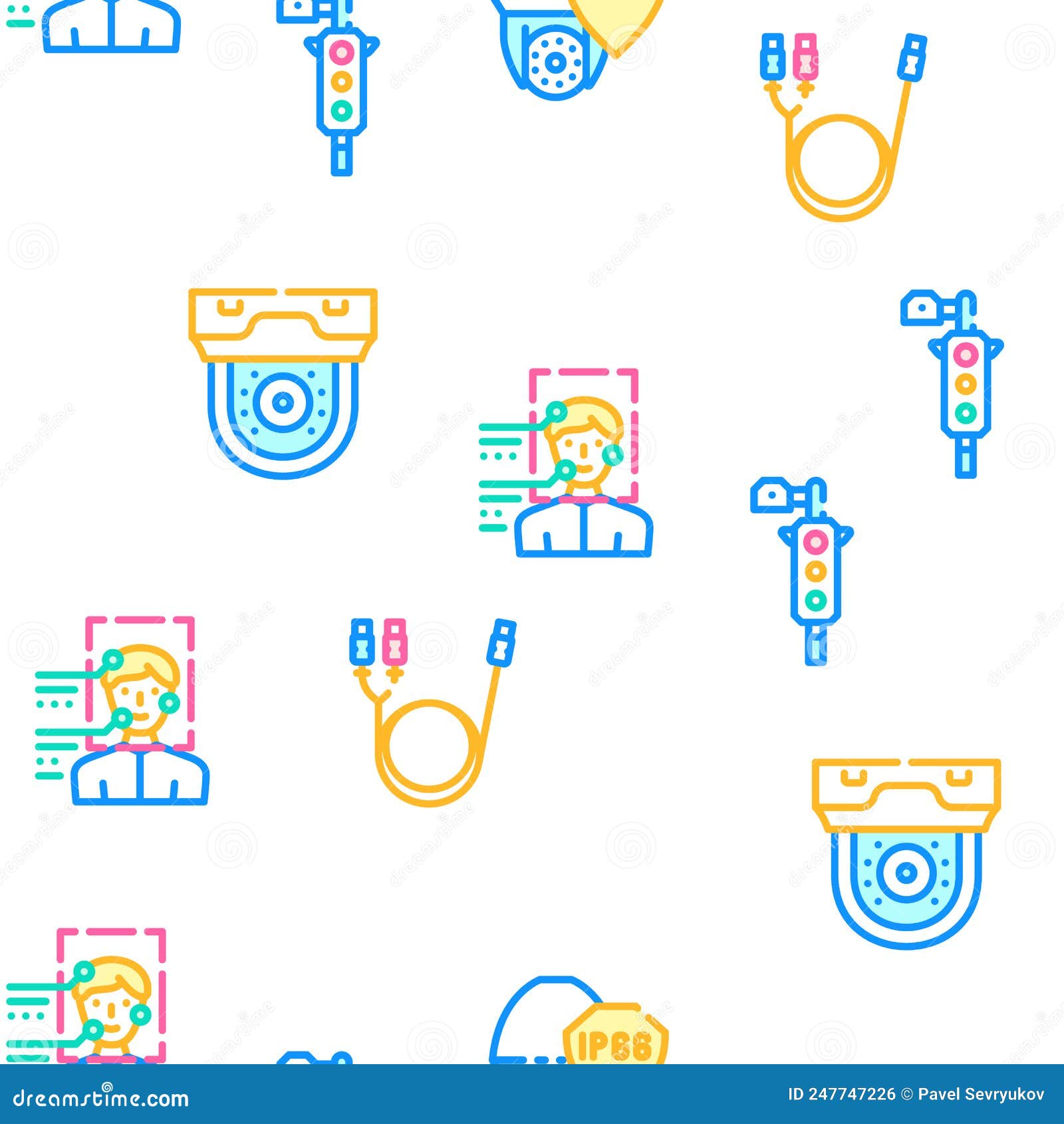 Cctv Camera Security Vector Seamless Pattern Stock Illustration ...