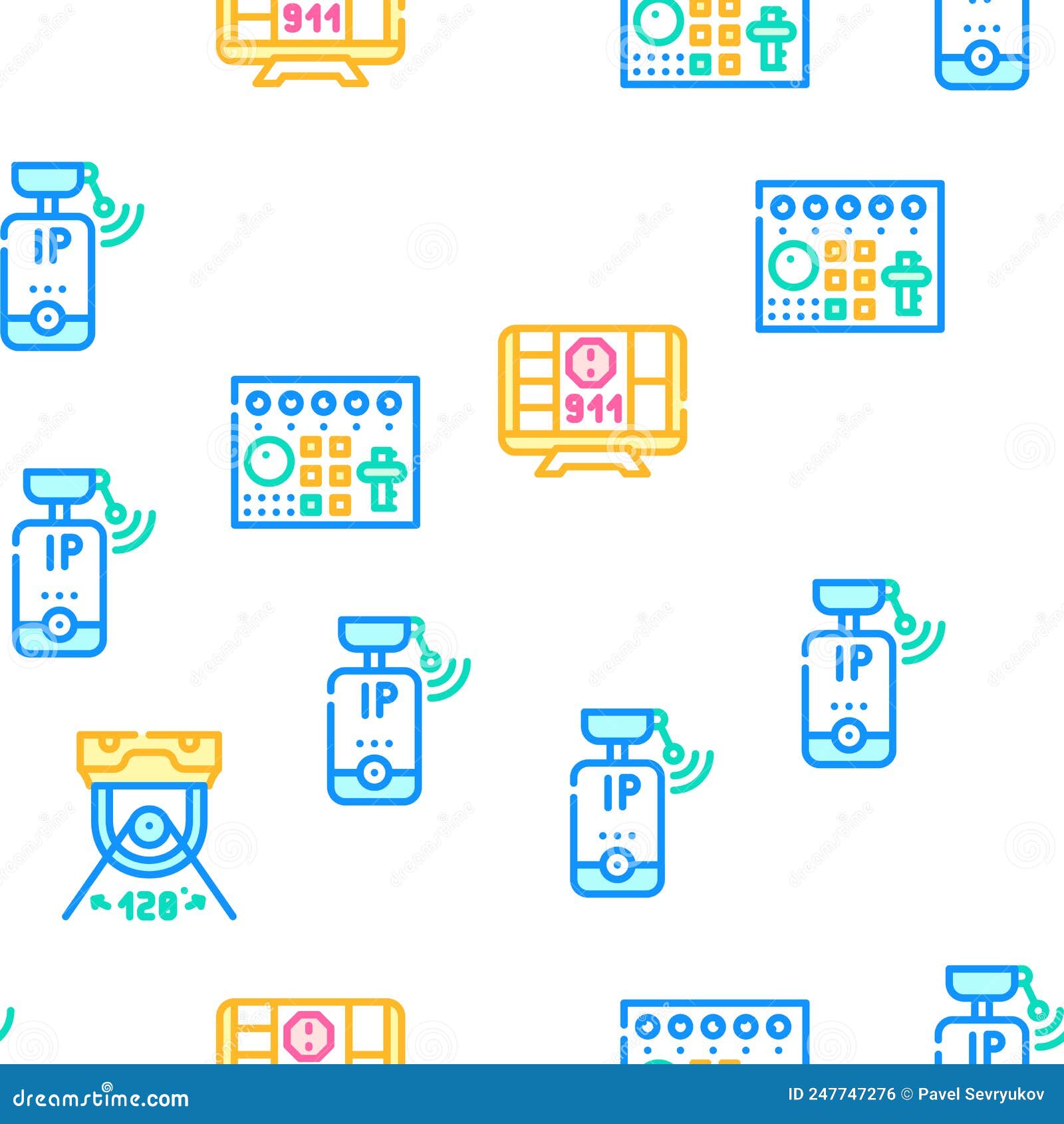 Cctv Camera Security Vector Seamless Pattern Stock Vector ...