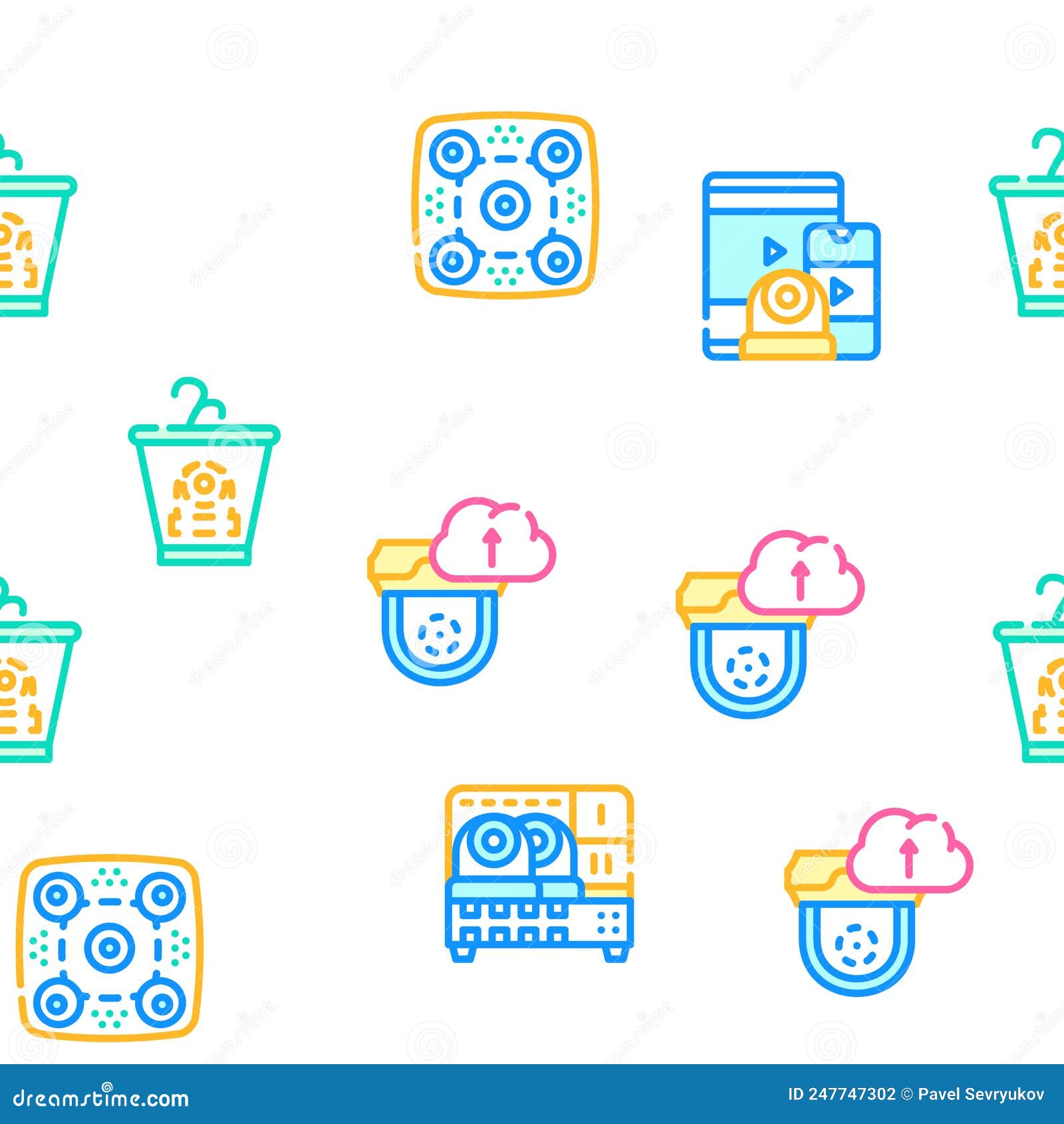 Cctv Camera Security Vector Seamless Pattern Stock Vector ...