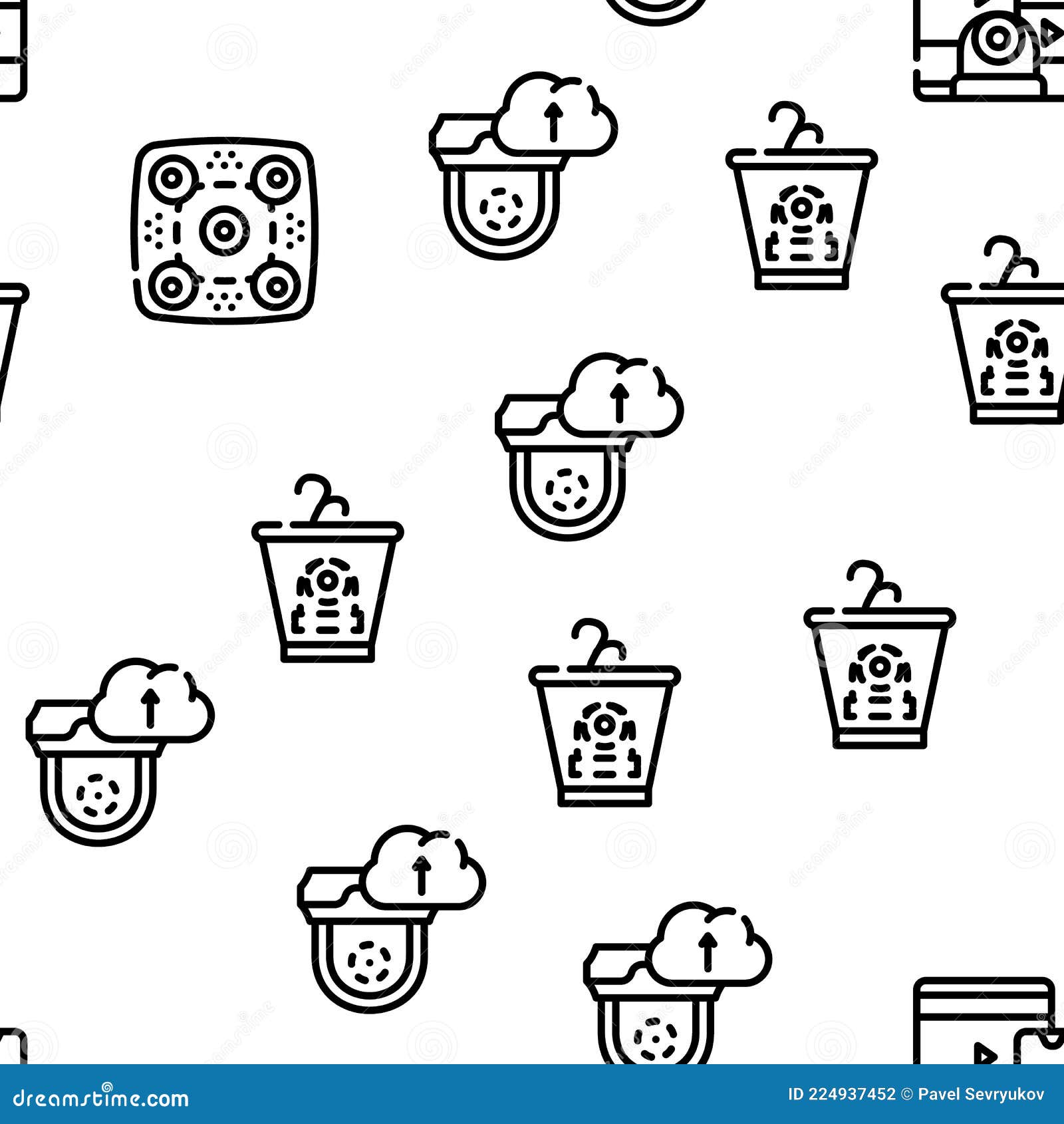 Cctv Camera Security Vector Seamless Pattern Stock Vector ...