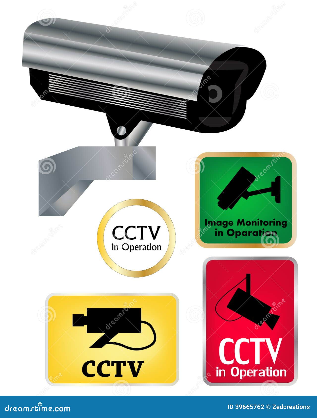 CCTV camera signs stock vector. Illustration of surveillance - 39665762
