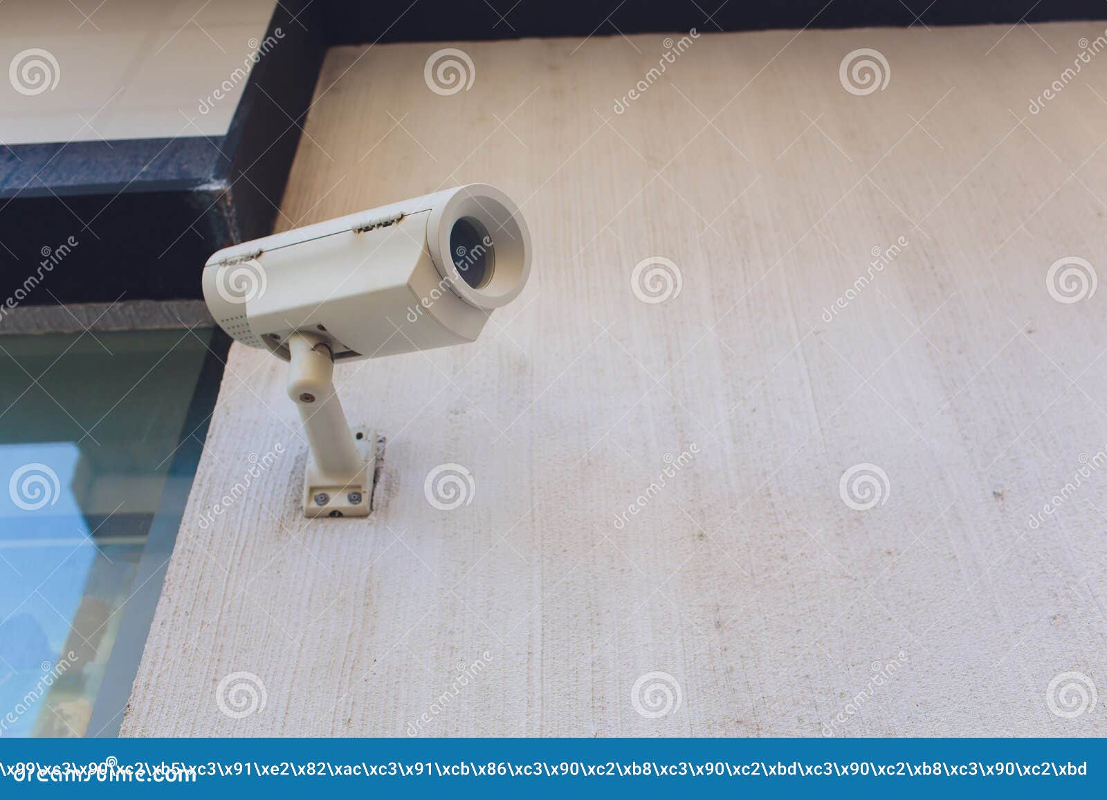 CCTV Camera or Surveillance Installed on Wall. Stock Image - Image of ...