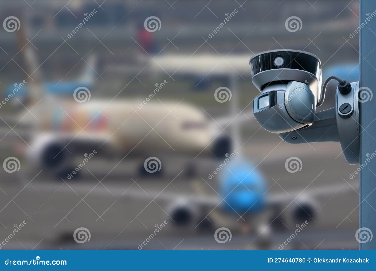 CCTV Camera or Surveillance Operating in Air Port. Stock Photo - Image ...