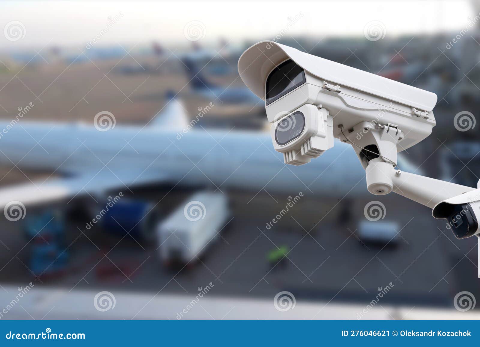 CCTV Camera or Surveillance Operating in Air Port. Stock Image - Image ...
