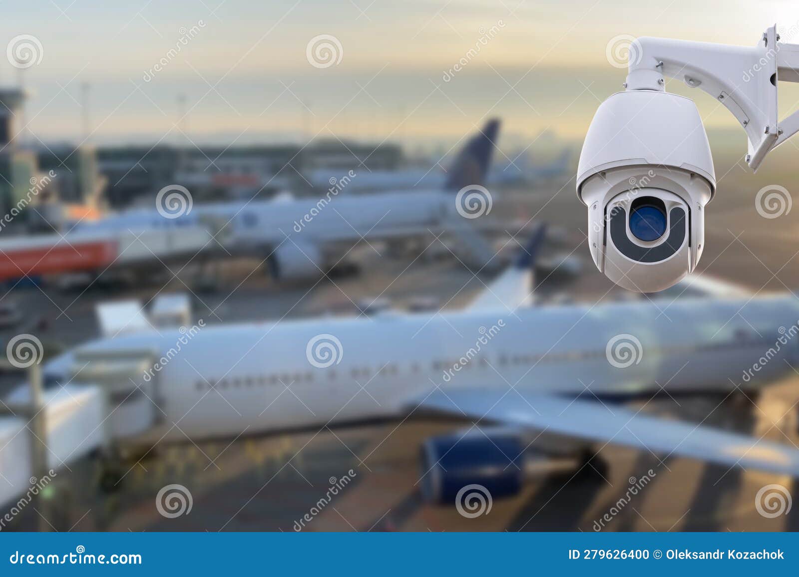 CCTV Camera or Surveillance Operating in Air Port. Stock Photo - Image ...