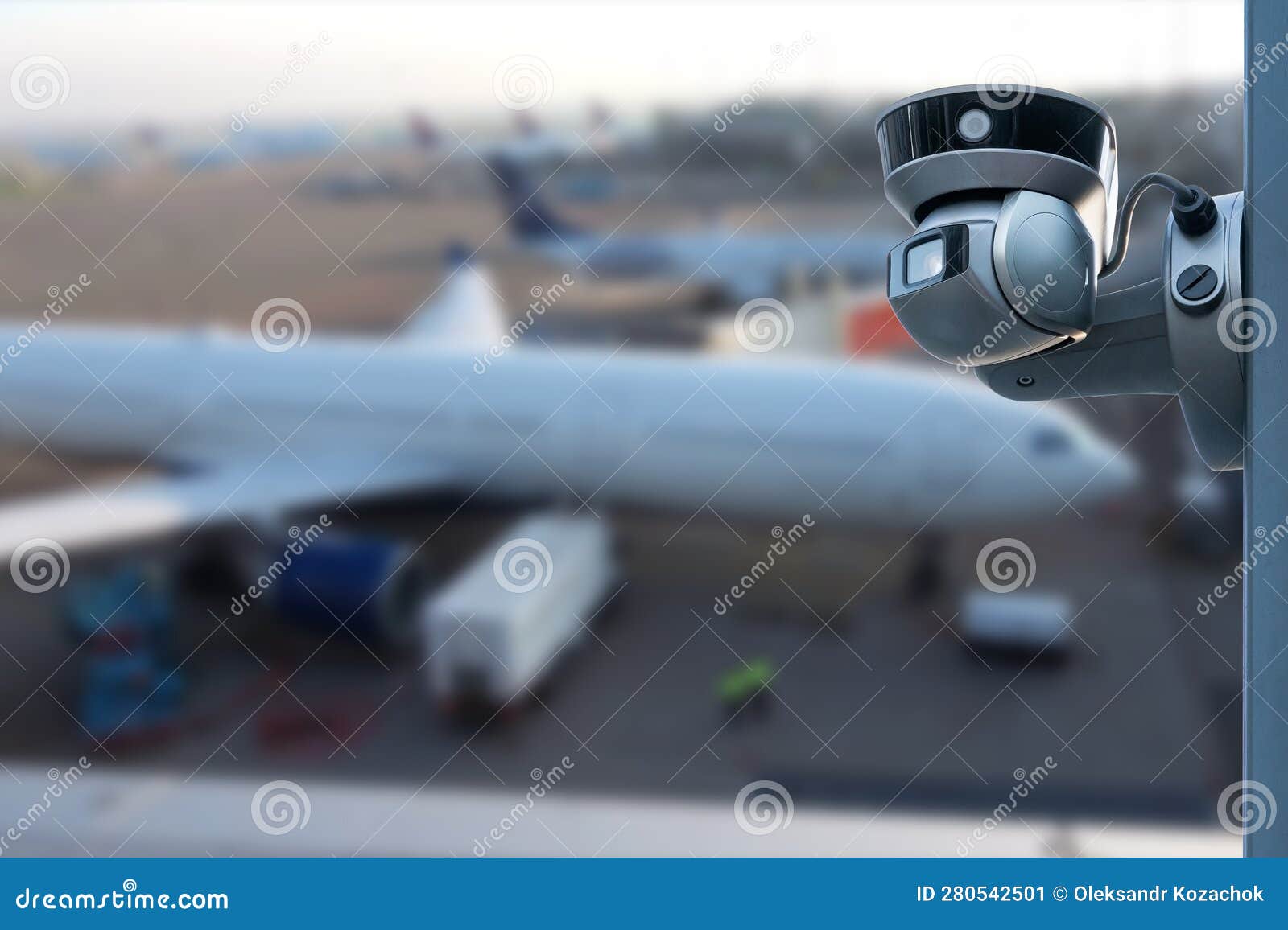 CCTV Camera or Surveillance Operating in Air Port. Stock Image - Image ...