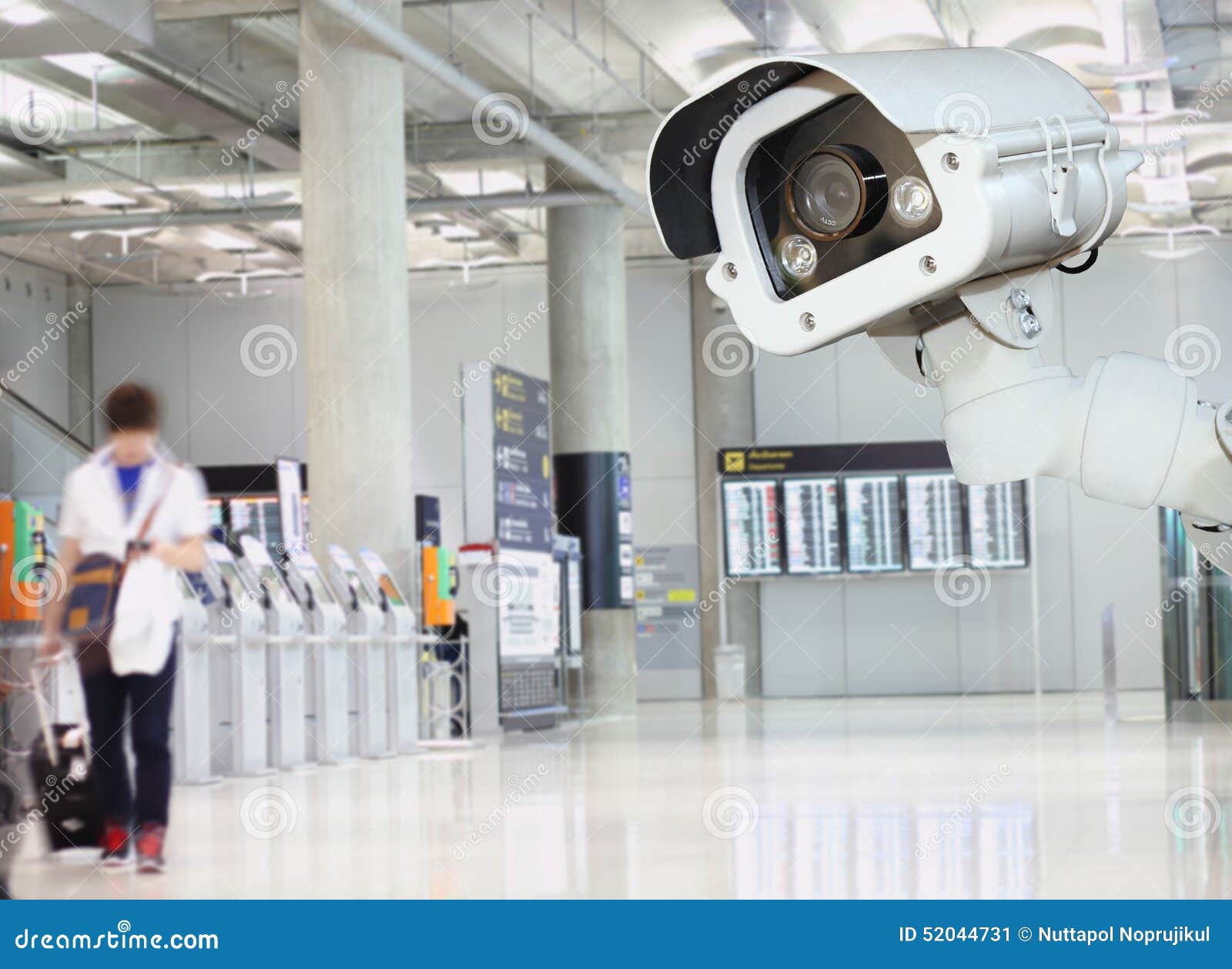 CCTV Camera or Surveillance Operating in Air Port. Stock Image - Image ...
