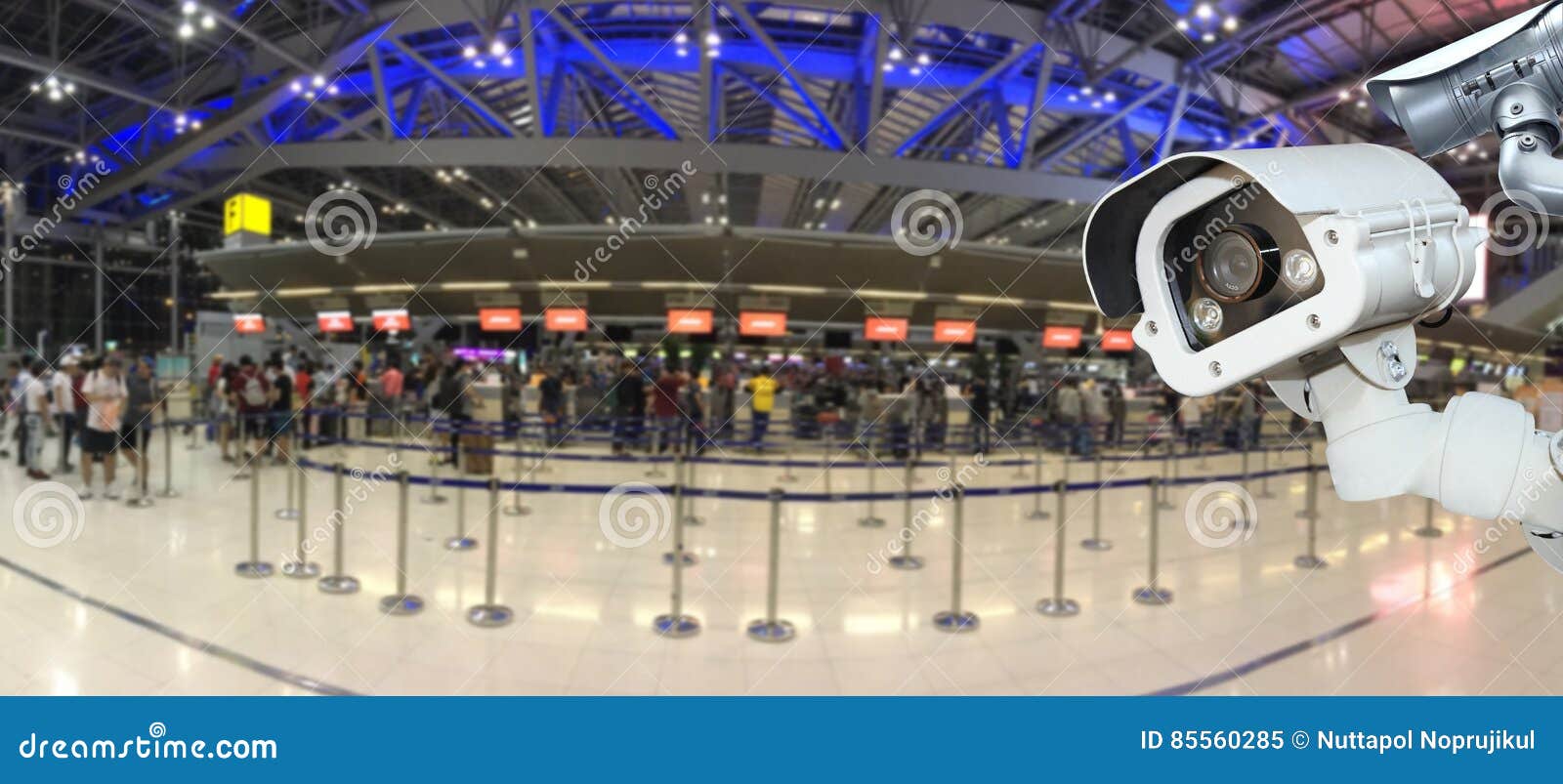 CCTV Camera or Surveillance Operating in Air Port. Stock Image - Image ...