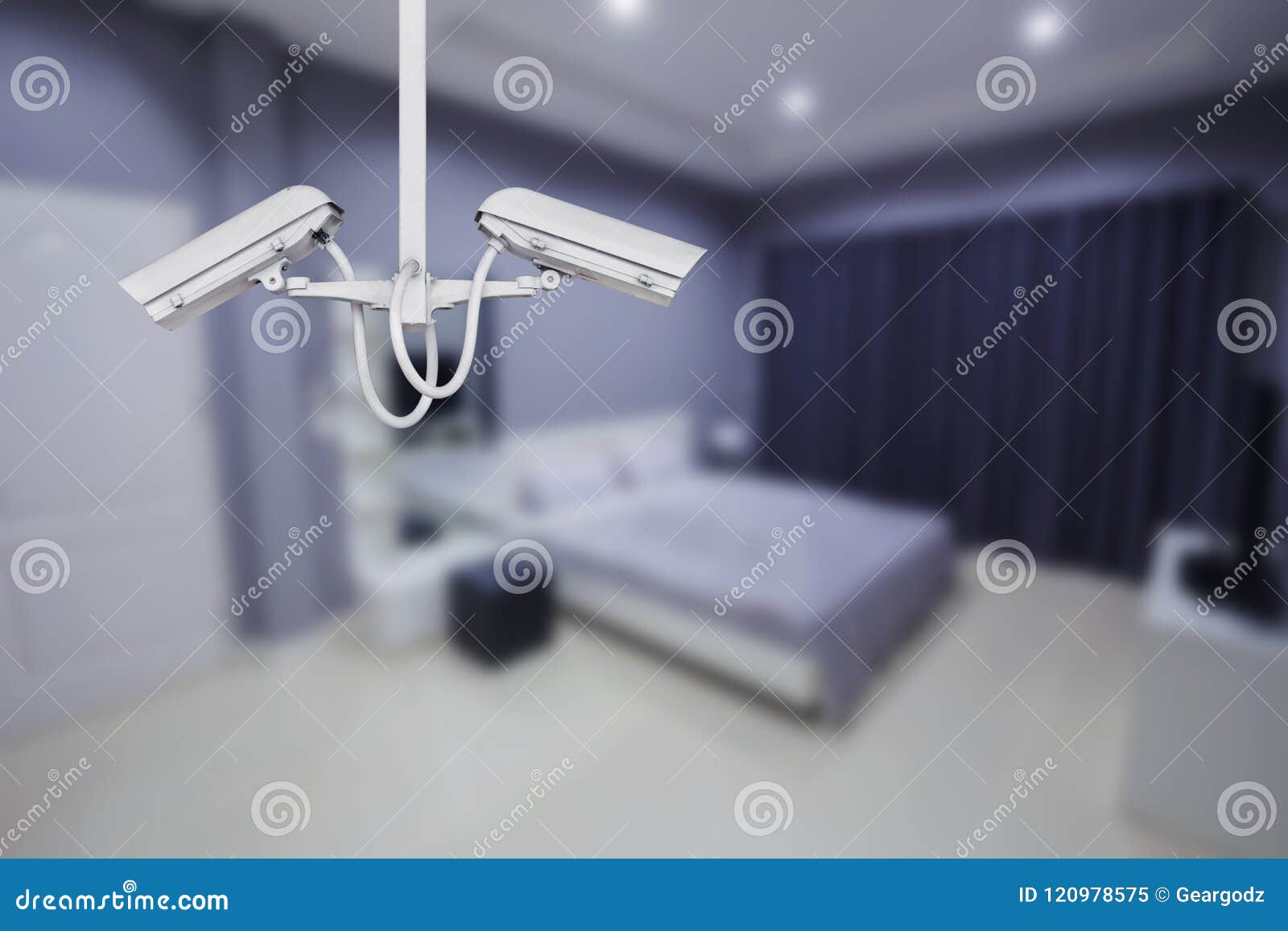 CCTV Camera Surveillance Operating with Bedroom Stock Image - Image of ...