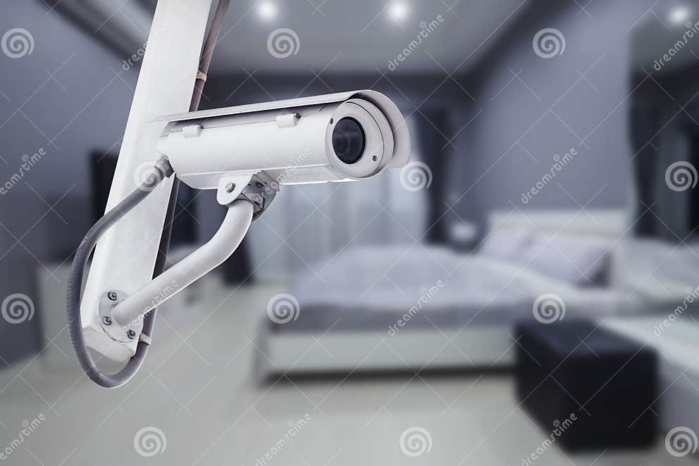 CCTV Camera Surveillance Operating with Bedroom Stock Image - Image of ...