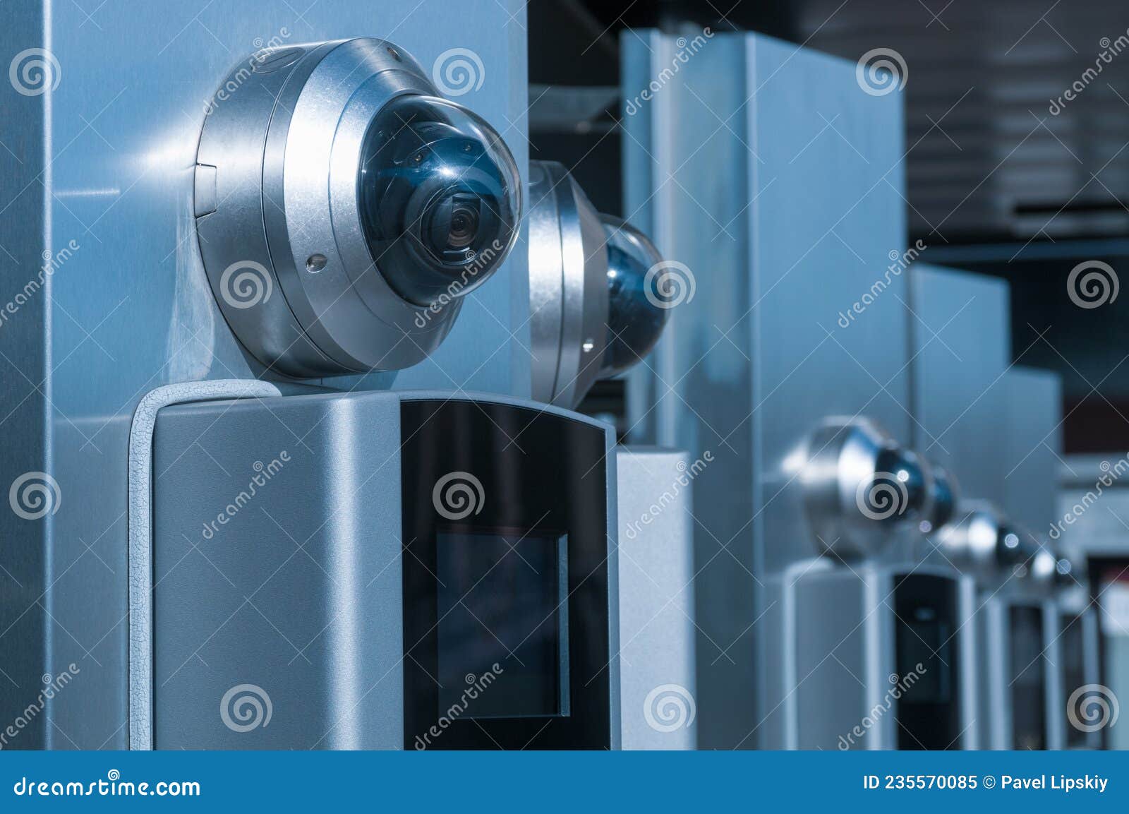CCTV Camera or Surveillance Operating on Building Stock Image - Image ...