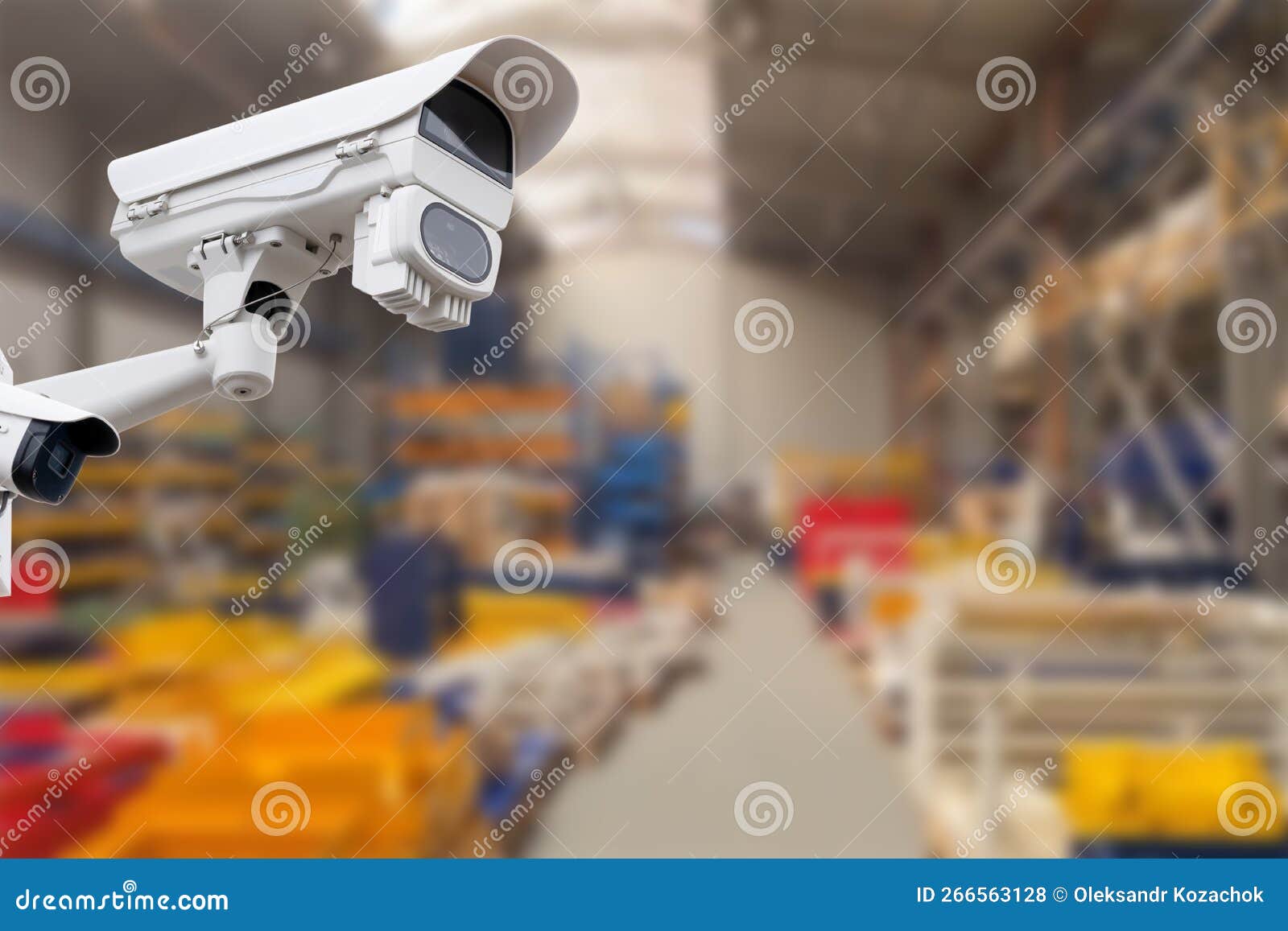 CCTV Camera or Surveillance Operating Inside Industrial Factory. Copy ...