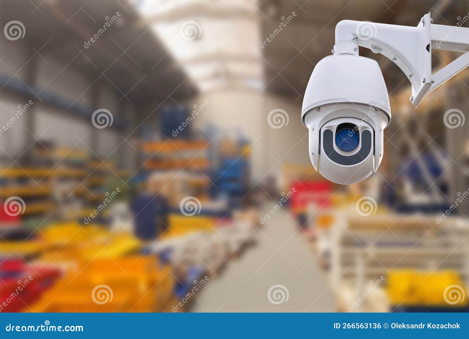 CCTV Camera or Surveillance Operating Inside Industrial Factory. Copy ...