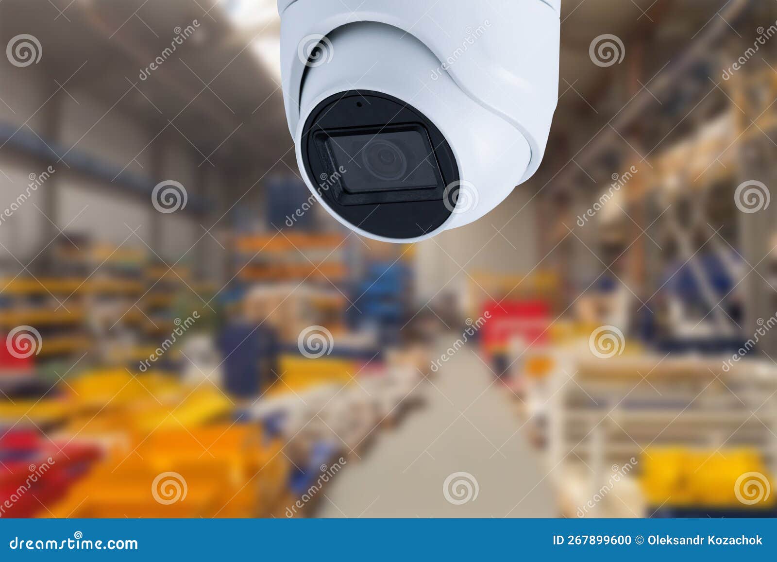 CCTV Camera or Surveillance Operating Inside Industrial Factory. Copy ...