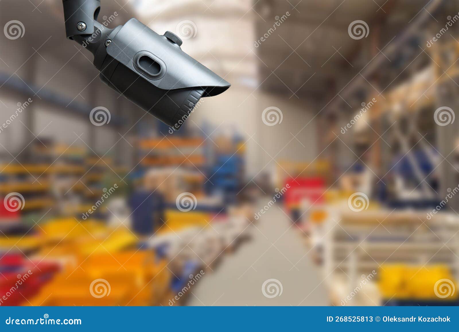 CCTV Camera or Surveillance Operating Inside Industrial Factory. Copy ...
