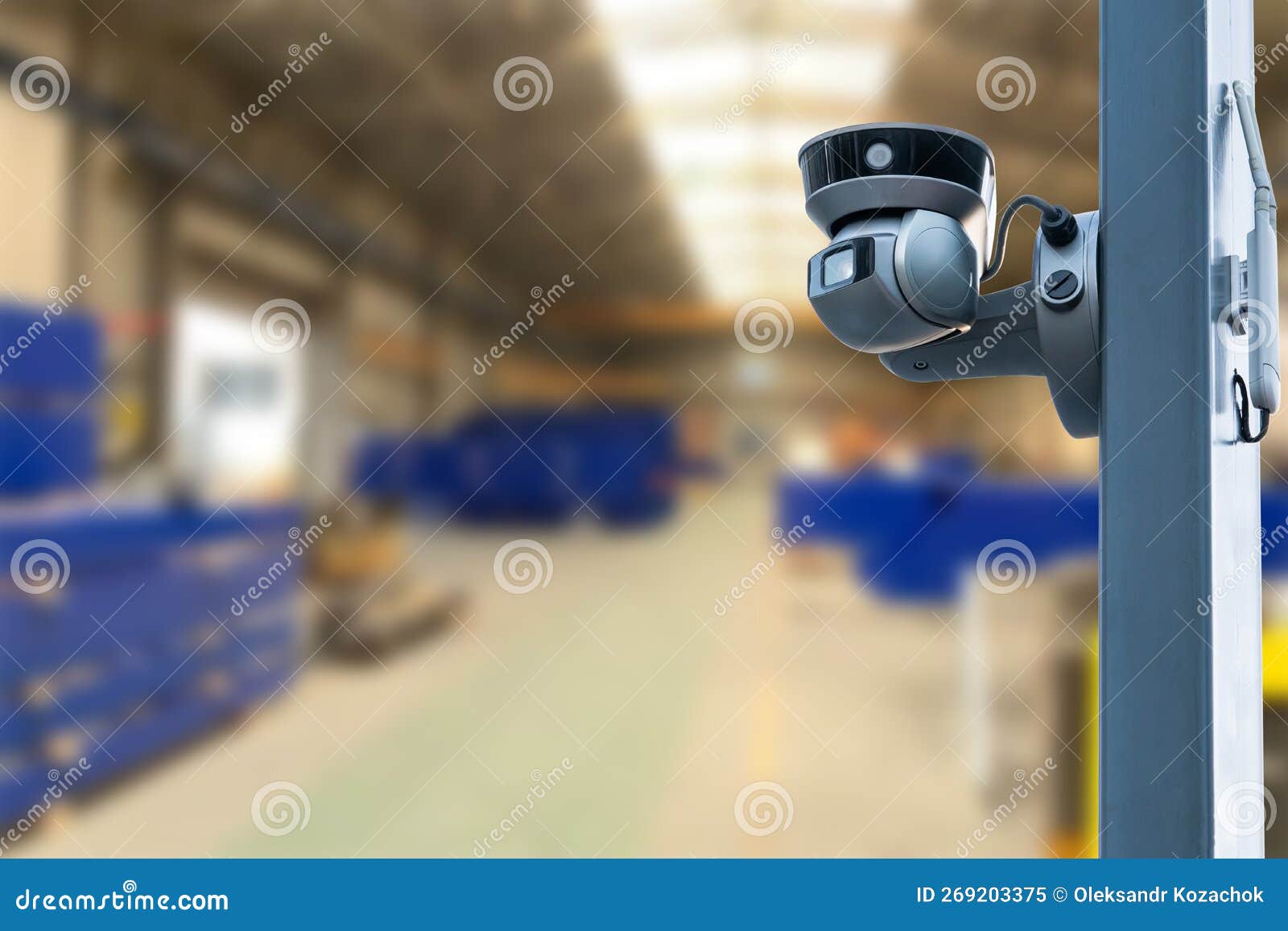 CCTV Camera or Surveillance Operating Inside Industrial Factory. Copy ...