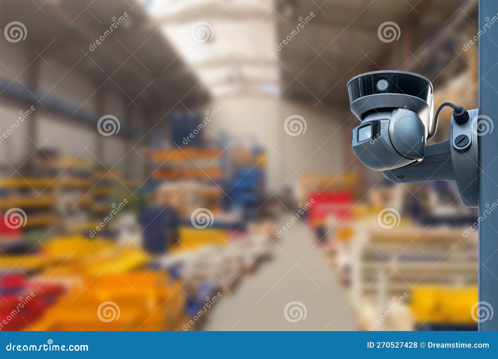 CCTV Camera or Surveillance Operating Inside Industrial Factory. Copy ...