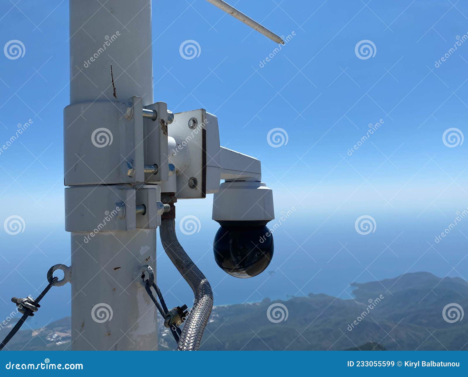 CCTV Camera or Surveillance Operating with Matterhorn Snow Mountain in ...
