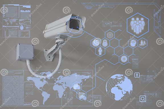CCTV Camera or Surveillance Technology on Screen Display Stock Image ...