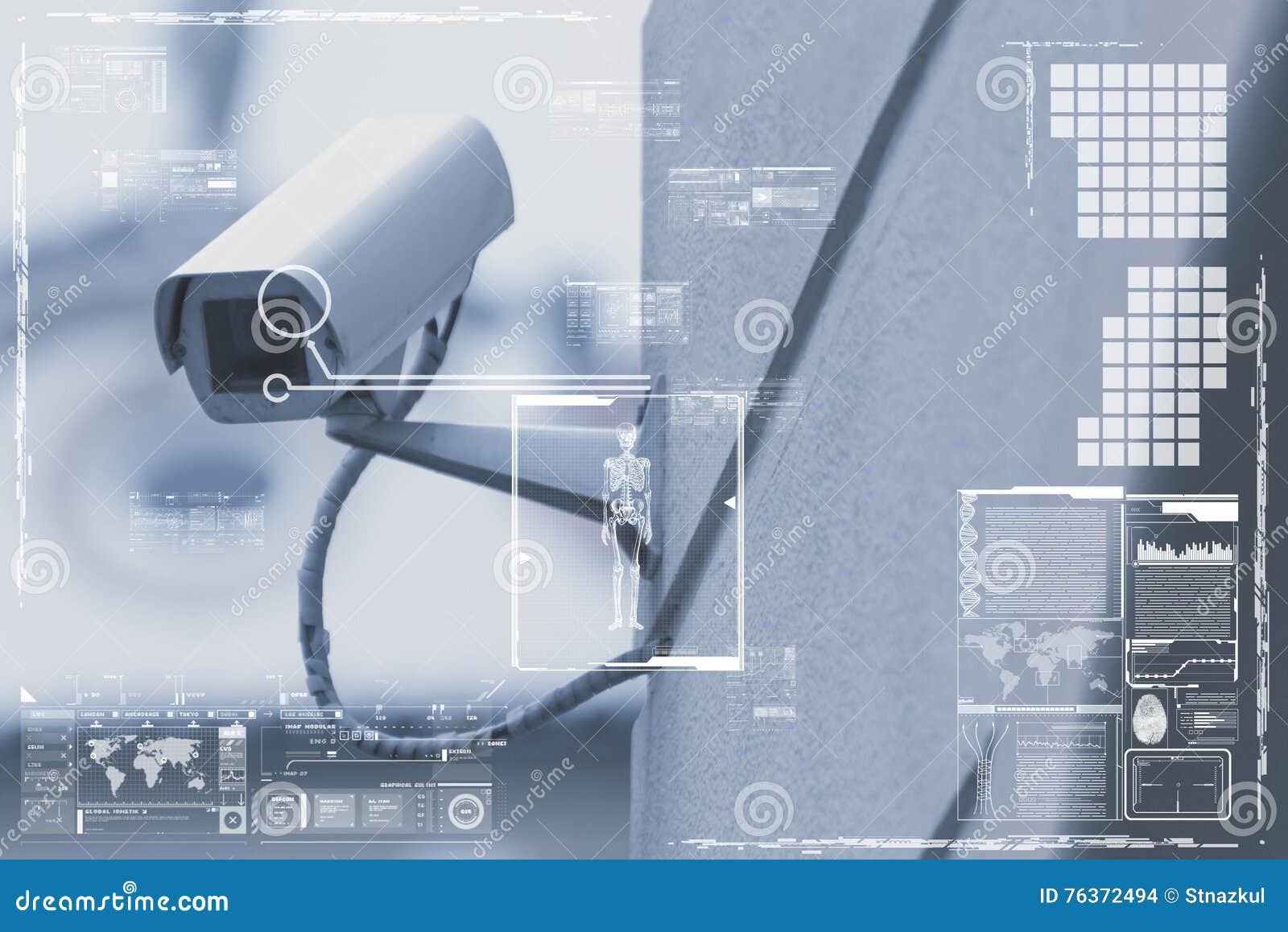 CCTV Camera or Surveillance Technology on Screen Display Stock Photo ...