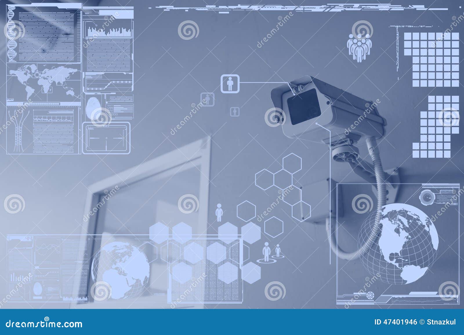 CCTV Camera or Surveillance Technology on Screen Display Stock Photo ...