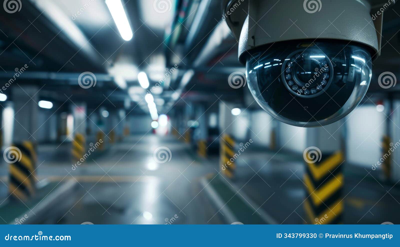 CCTV Camera Surveillance in Underground Parking Space Stock Photo ...