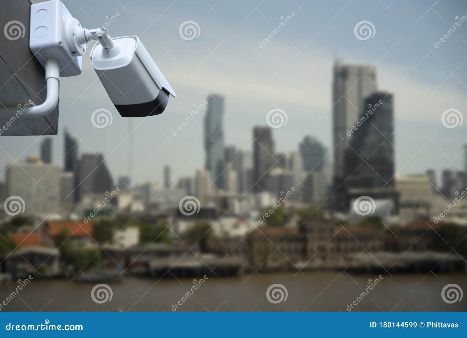 CCTV Camera System Operating Over Capital City Stock Image - Image of ...