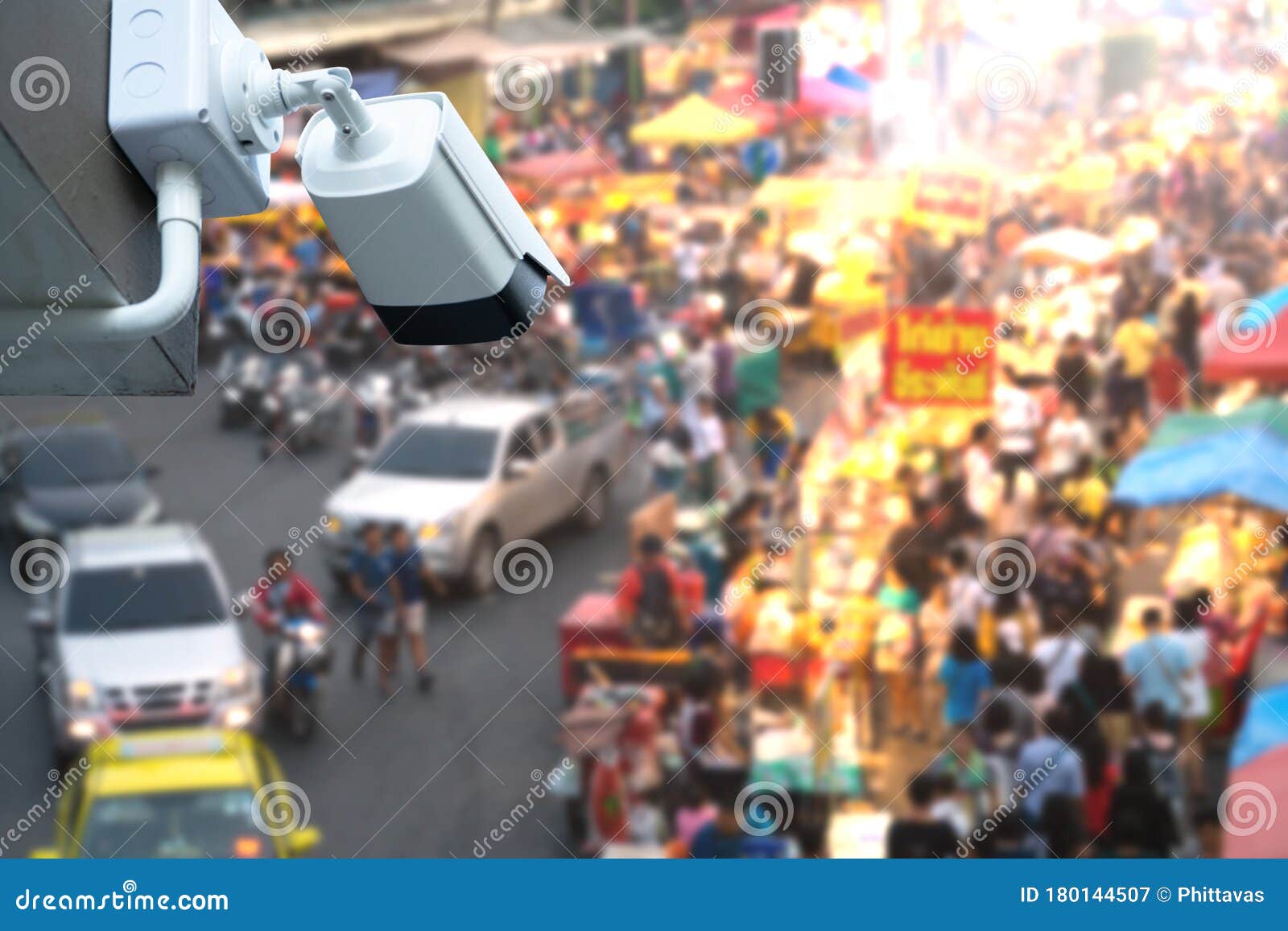 CCTV Camera System Operating Over Community Crowd Stock Image - Image ...