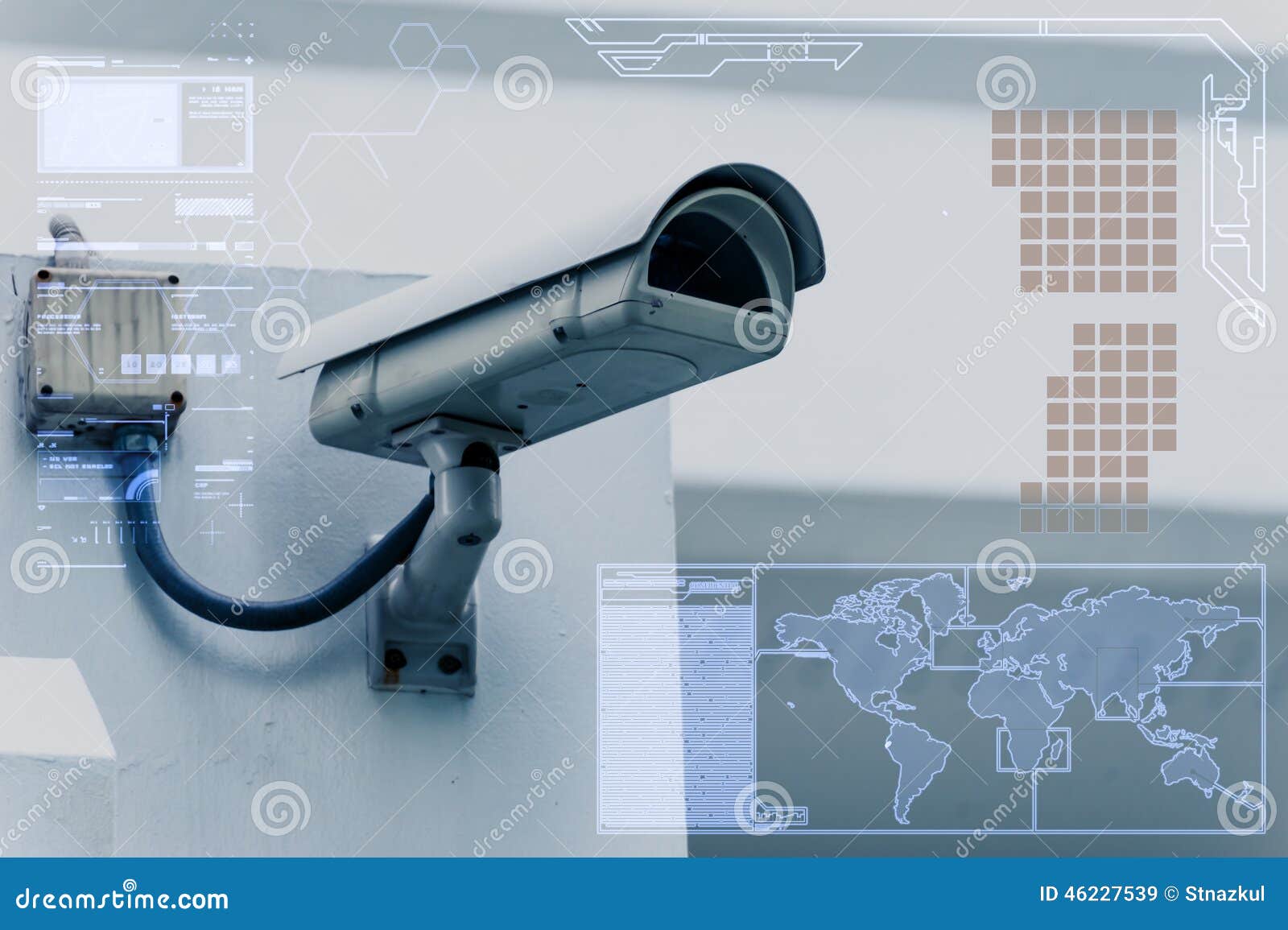 CCTV Camera Technology on Screen Display Stock Image - Image of lens ...