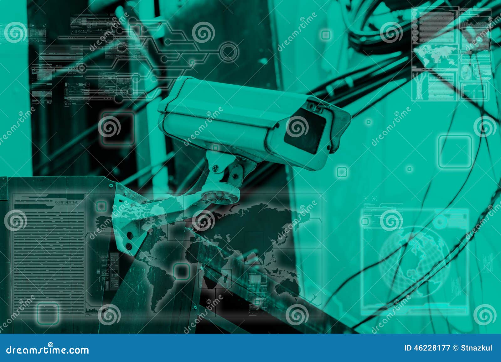 CCTV Camera Technology on Screen Display Stock Image - Image of ...