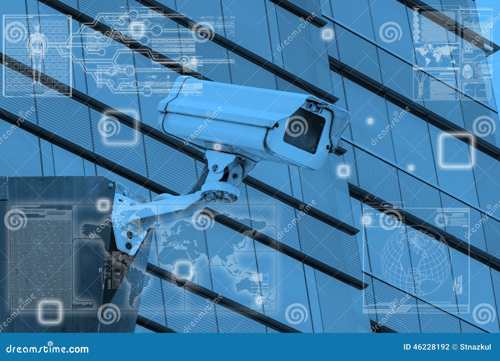 CCTV Camera Technology on Screen Display Stock Photo - Image of private ...