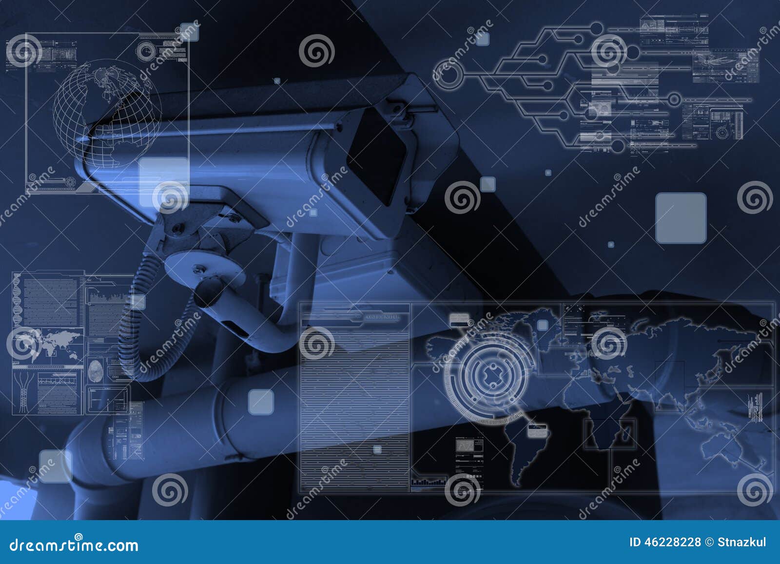 CCTV Camera Technology on Screen Display Stock Photo - Image of control ...
