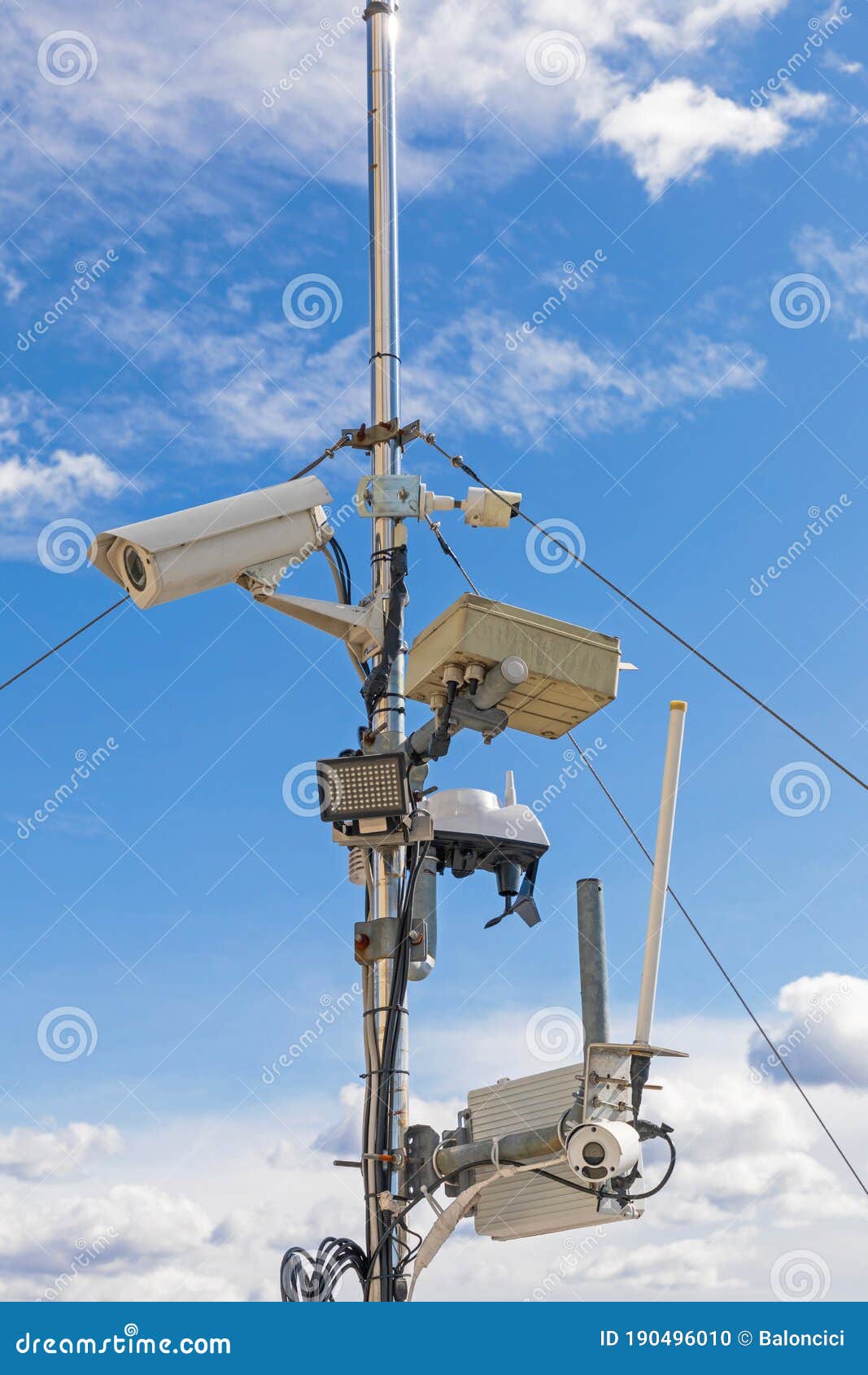CCTV Camera Tower stock photo. Image of signal, structure - 190496010